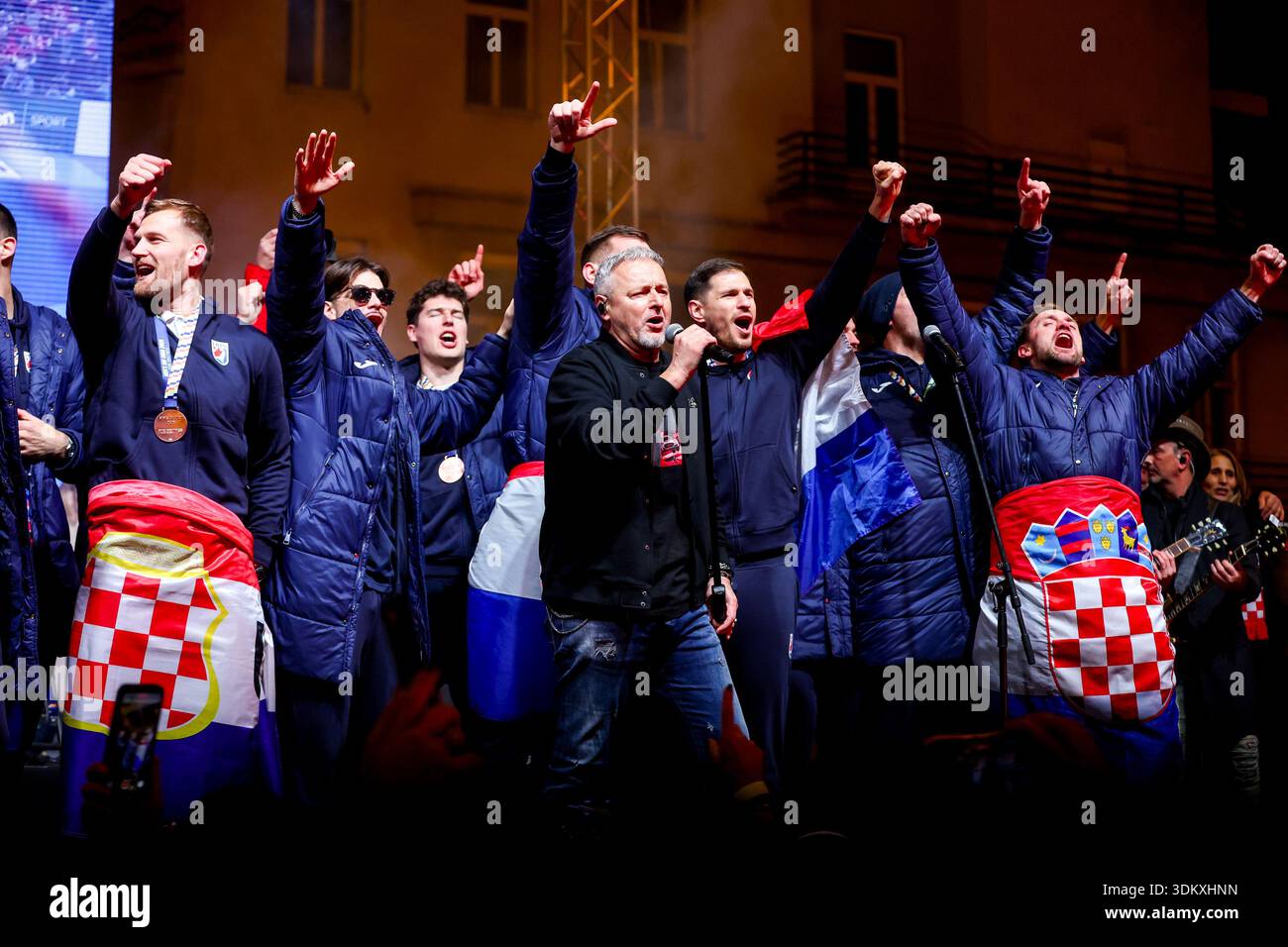 Croatia Handball Team celebrate with singer Marko Perkovic Thomspon ...