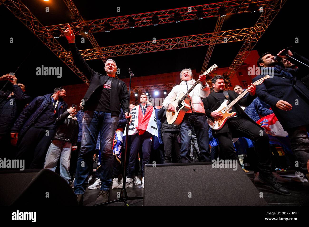 Croatia Handball Team celebrate with singer Marko Perkovic Thompson ...