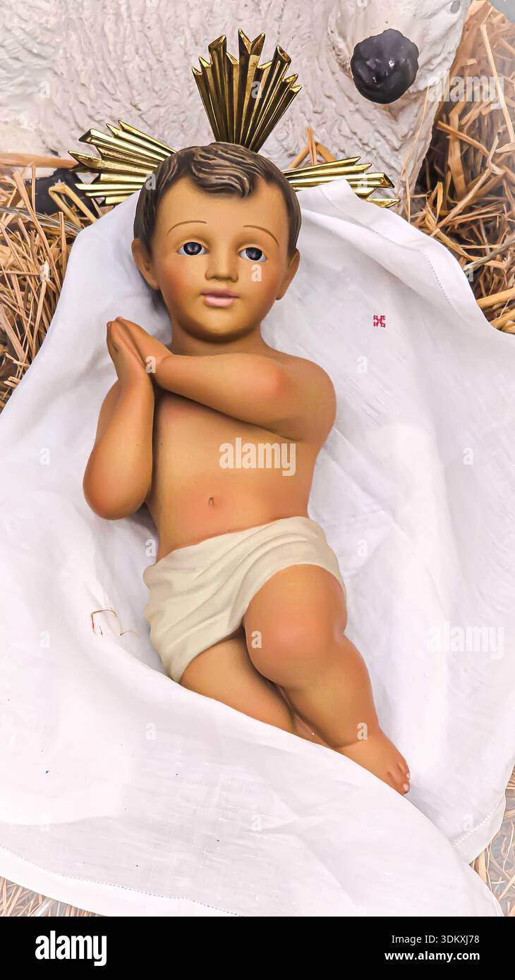 Detailed shot of a Christmas Jesus nativity scene Detailed shot of a ...