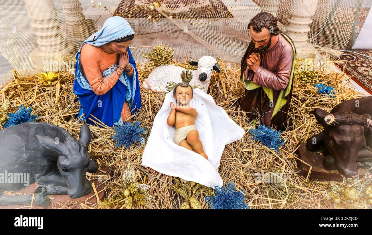 Detailed shot of a Christmas Jesus nativity scene Detailed shot of a ...
