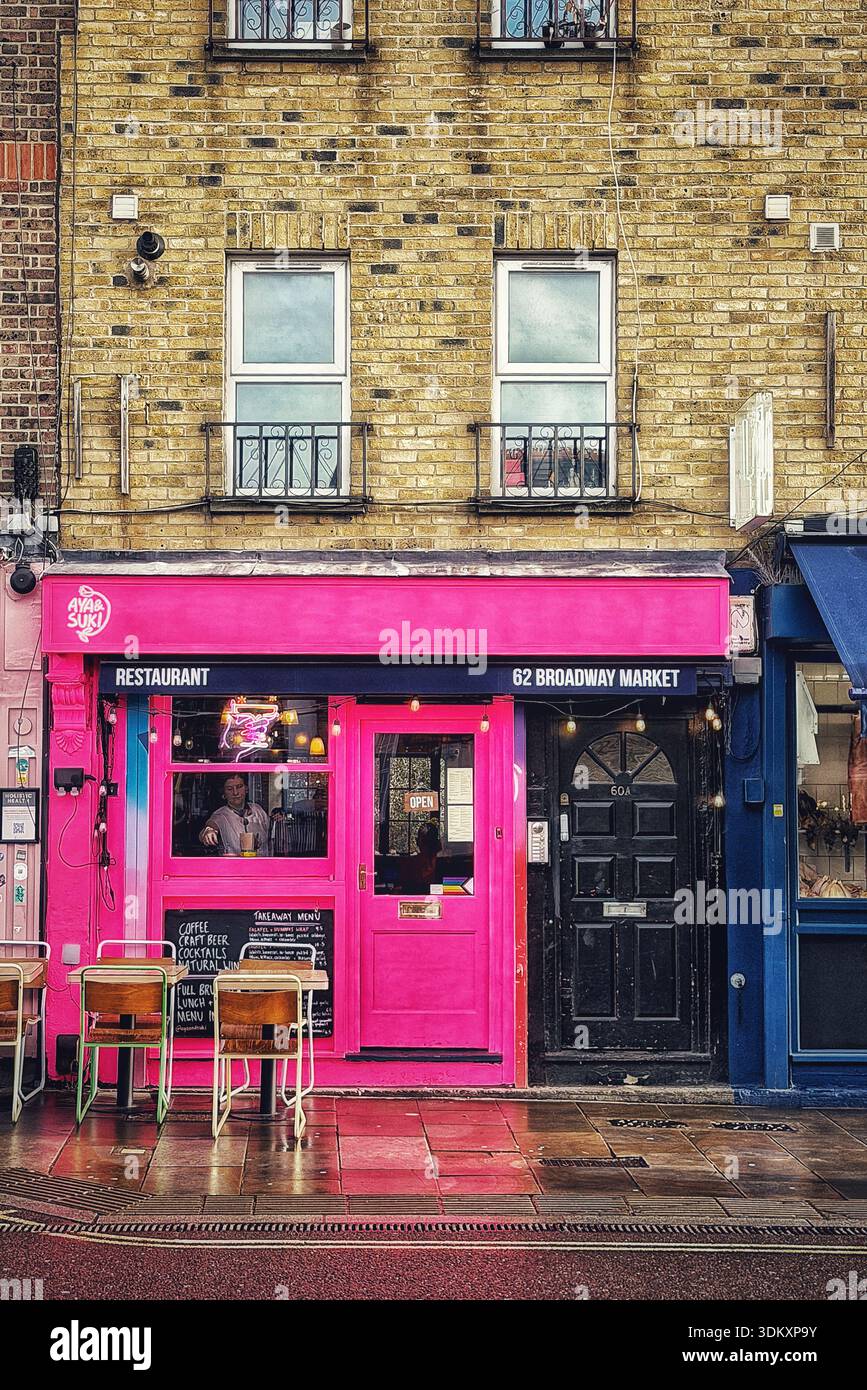Aya & Suki colourful bright pink building vegetarian restaurant at 62 ...