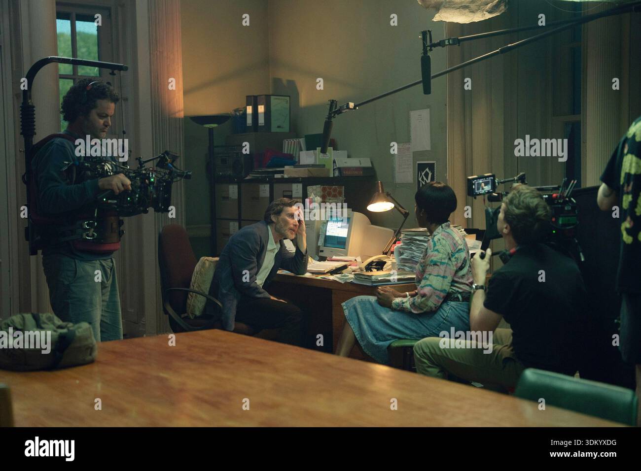 STEVE, back from left: Cillian Murphy, Little Simz, on set, 2025. ph ...