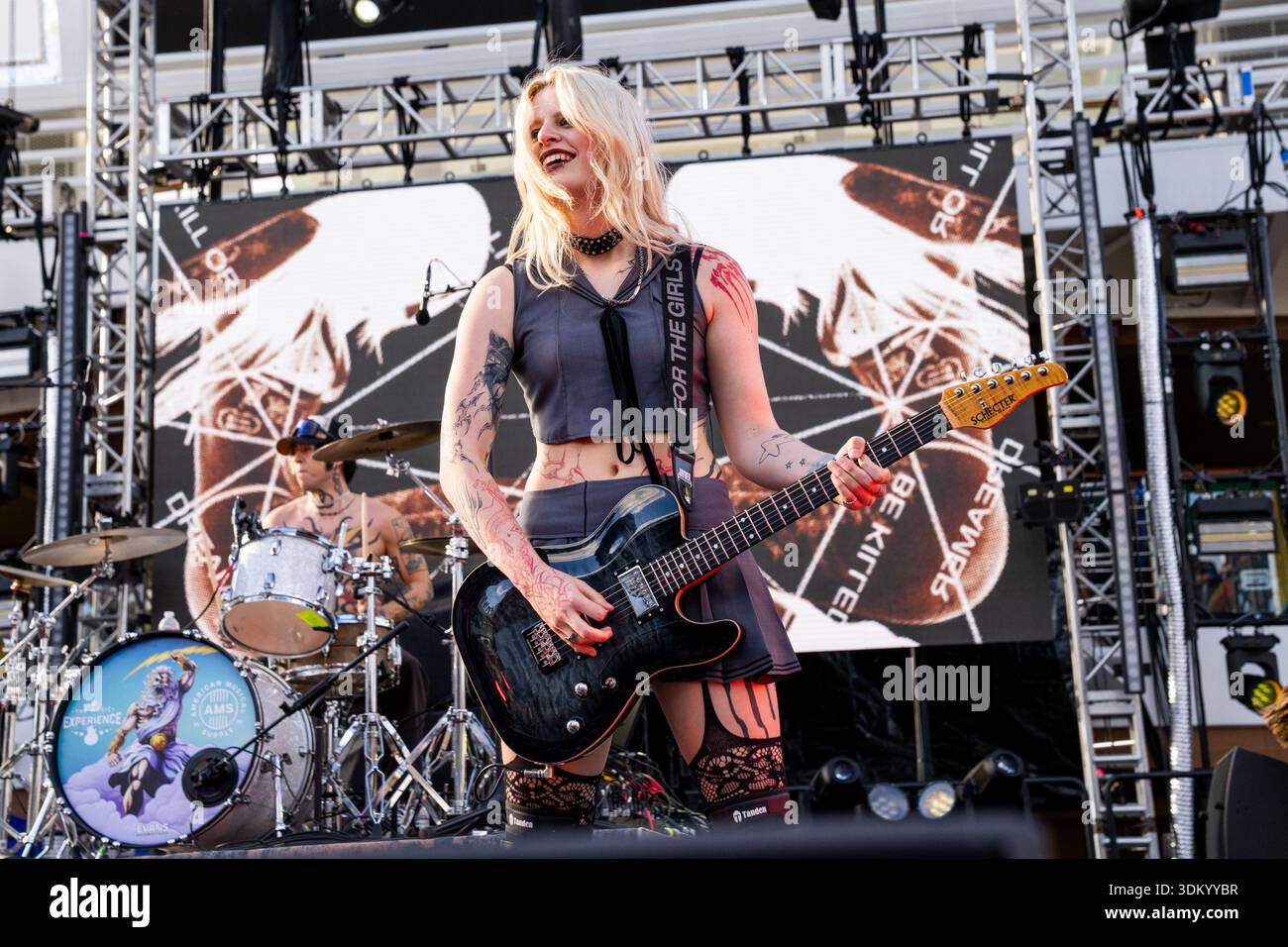 Jayden Hammer of DeathbyRomy performs during the ShipRocked cruise on ...