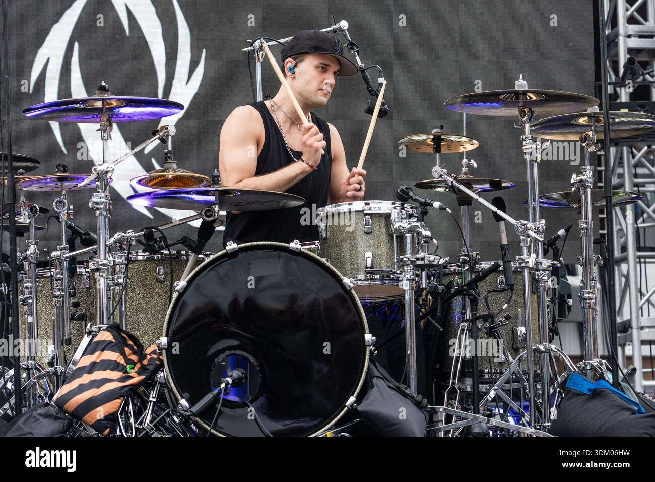 Arejay Hale of Halestorm performs during the ShipRocked cruise on ...