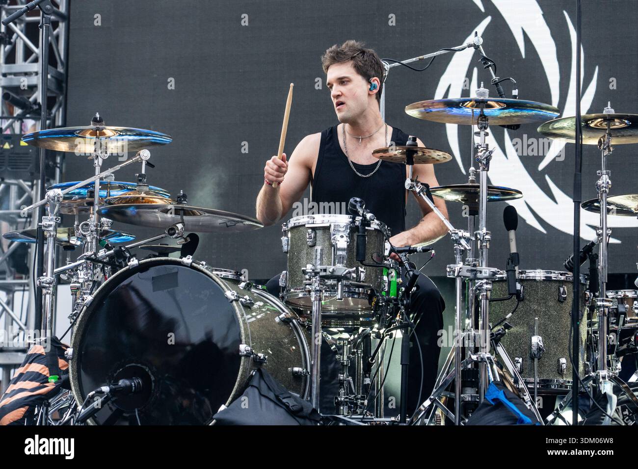 Arejay Hale of Halestorm performs during the ShipRocked cruise on ...