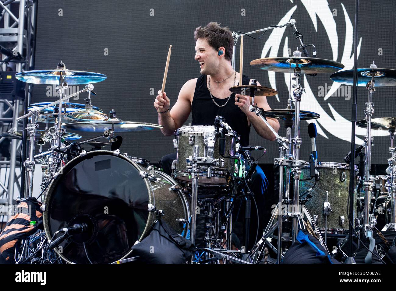 Arejay Hale of Halestorm performs during the ShipRocked cruise on ...