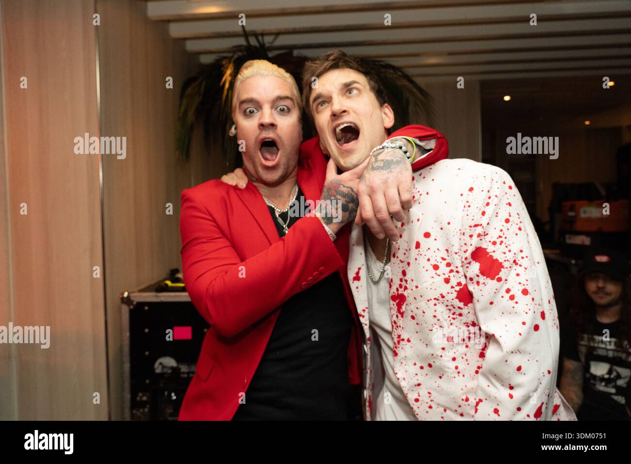Taylor Carroll, left, and Arejay Hale of KEMIKALFIRE perform during the ...