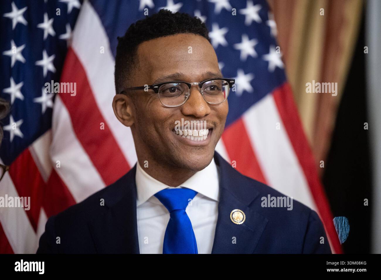 Rep. Christian Menefee (D-Texas) is seen during his ceremonial swearing ...