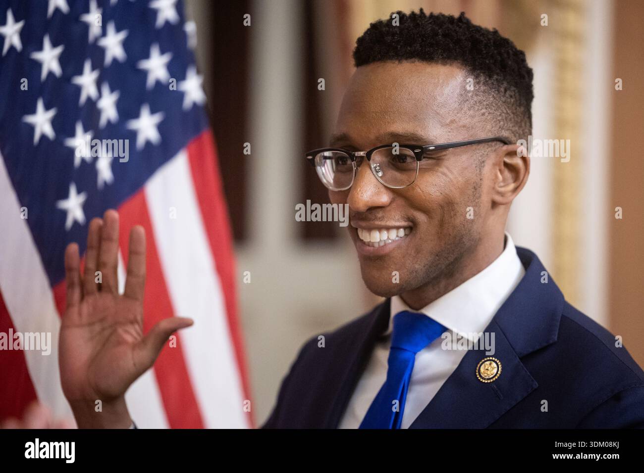 Rep. Christian Menefee (D-Texas) is seen during his ceremonial swearing ...