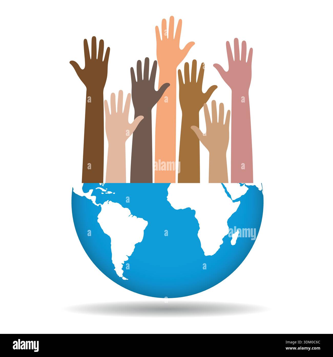 Illustration of the hand of the world on the background of the globe ...