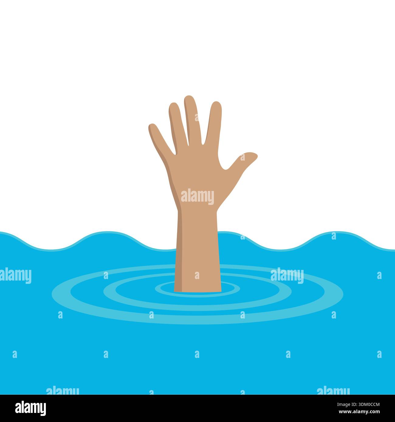 illustration of a man drowning and raising his hand for help out of the ...