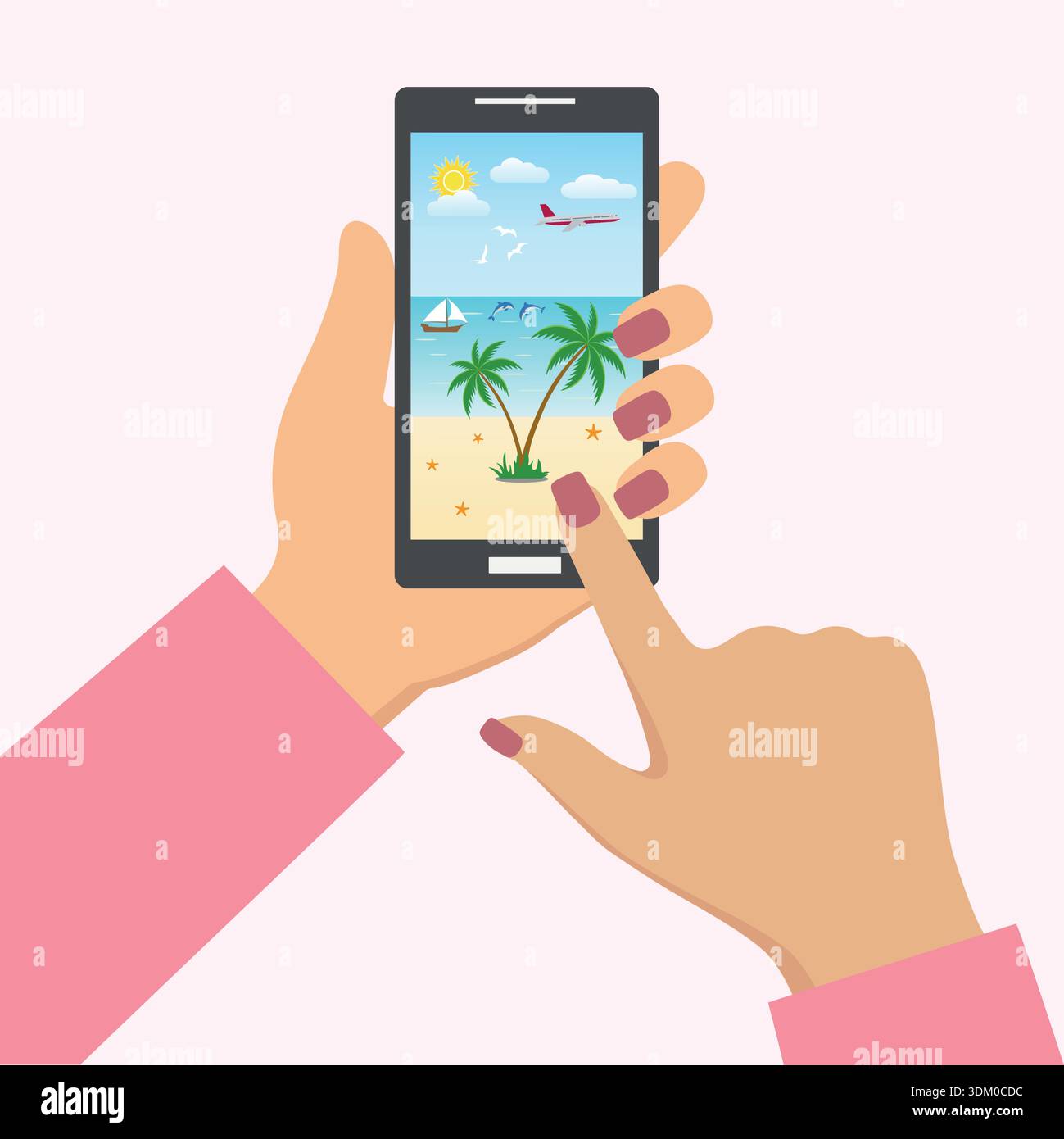illustration app for travel, tourism and booking on mobile smart phone ...
