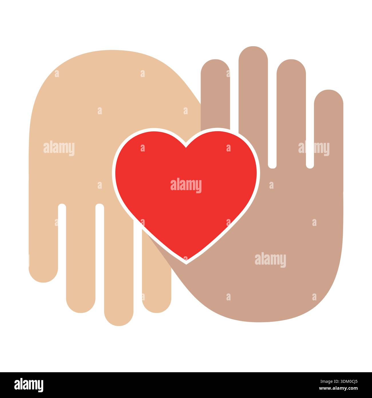 illustration two hands holding a heart. symbol of love, help, care ...