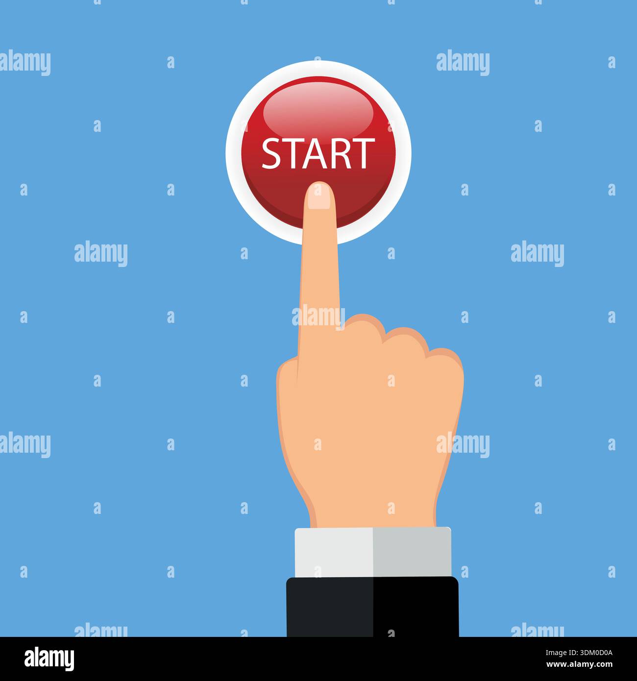 Illustration of a hand of a businessman in a suit, clicking on the ...
