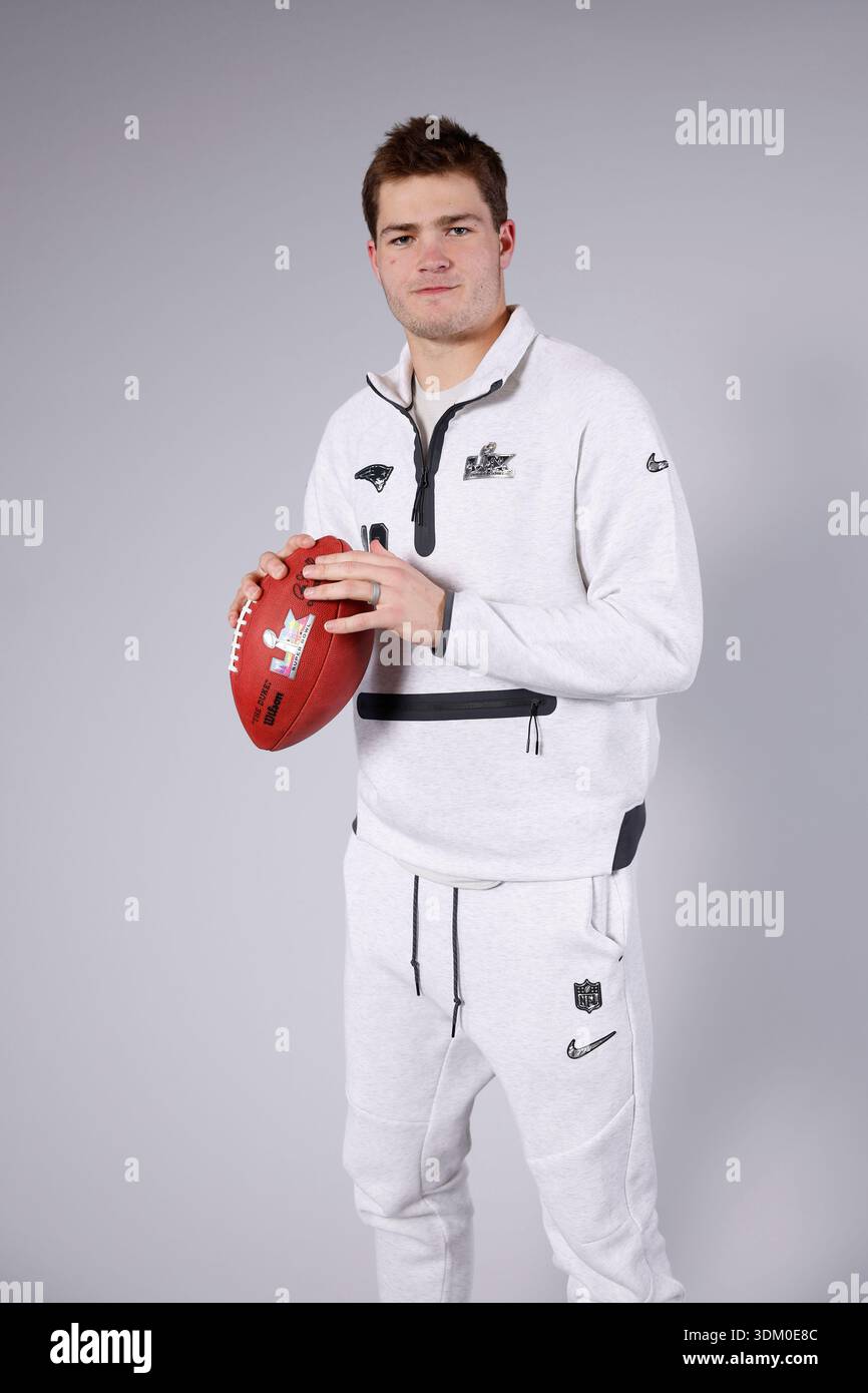 New England Patriots Drake Maye (10) poses for a portrait on Opening ...