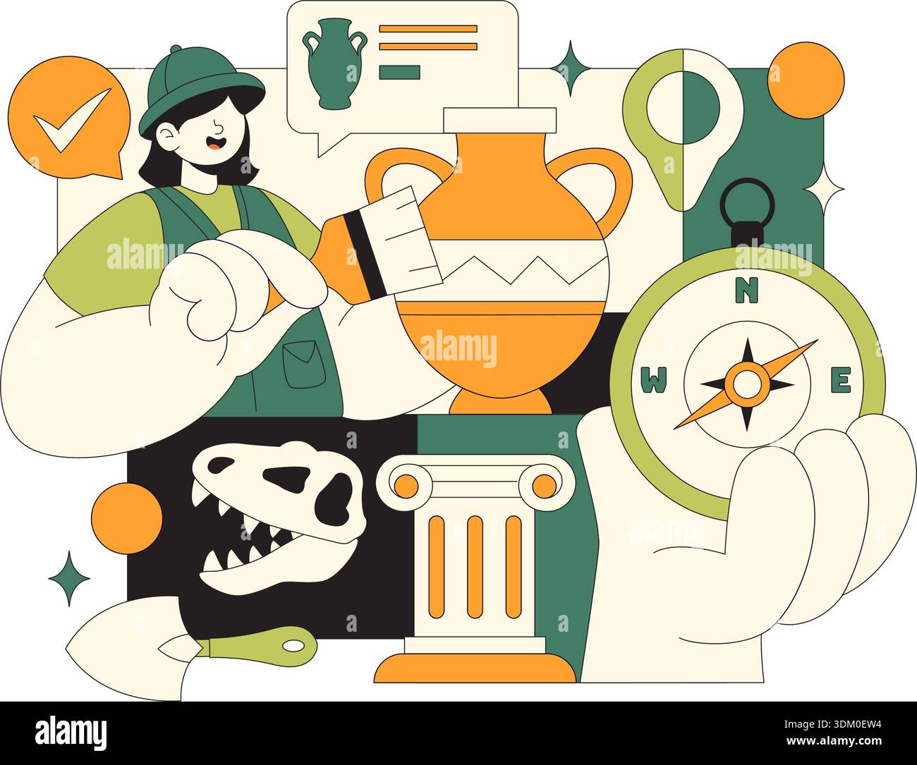 Archaeology Vector Illustration Featuring An Archaeological Excavation ...