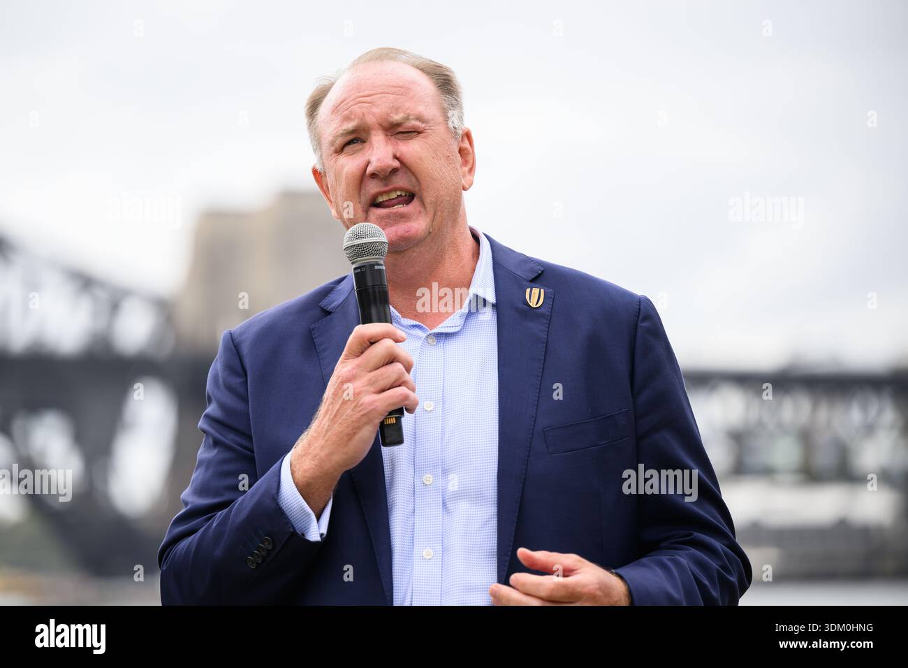 World Rugby Chair Brett Robinson speak during the official unveiling of ...