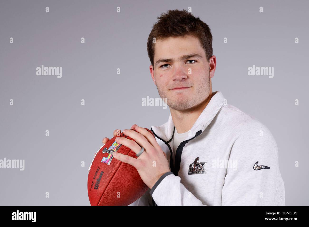 New England Patriots Drake Maye (10) poses for a portrait on Opening ...
