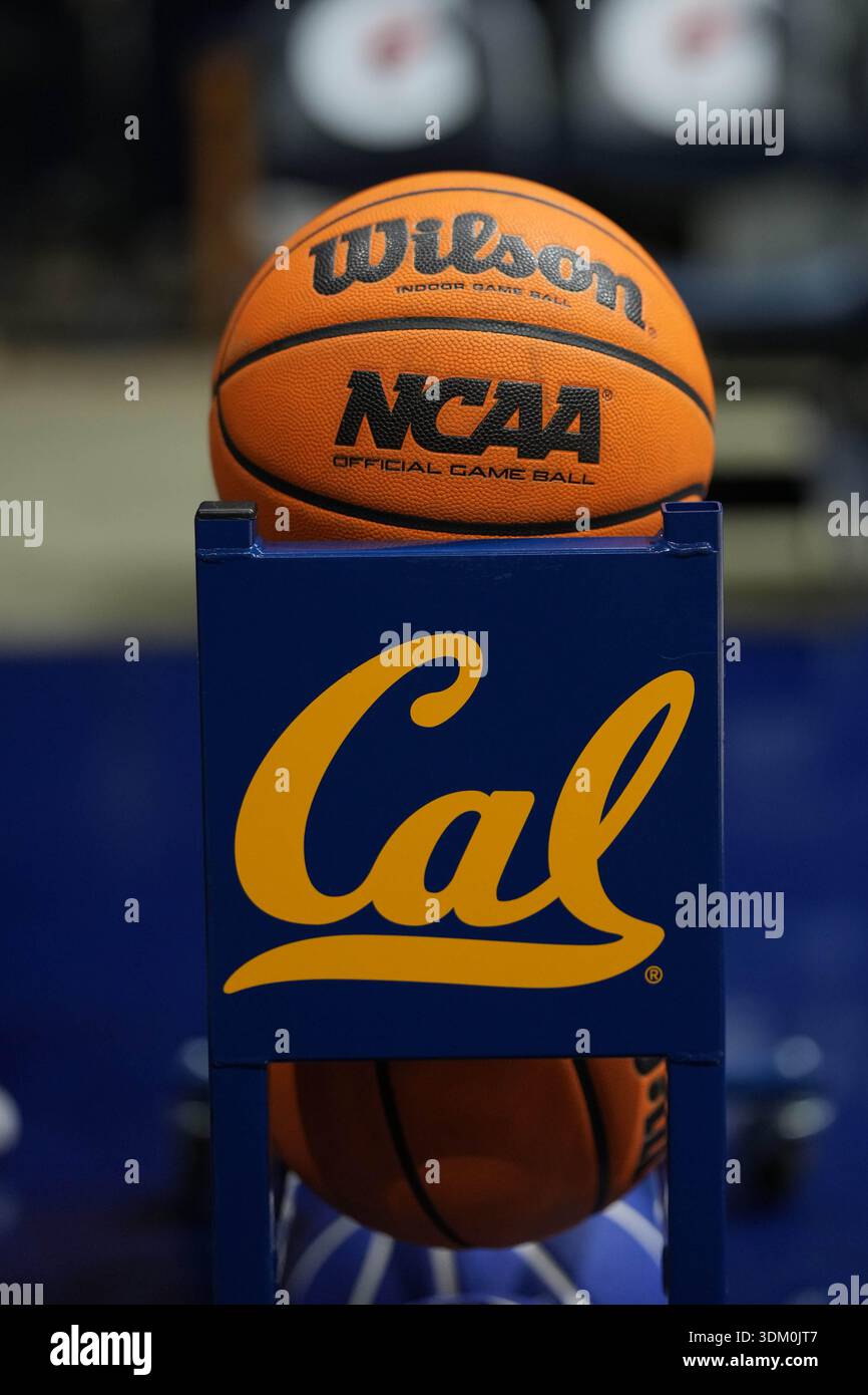 Cal’s Ball rack with signage during the ACC Women’s Basketball Season ...