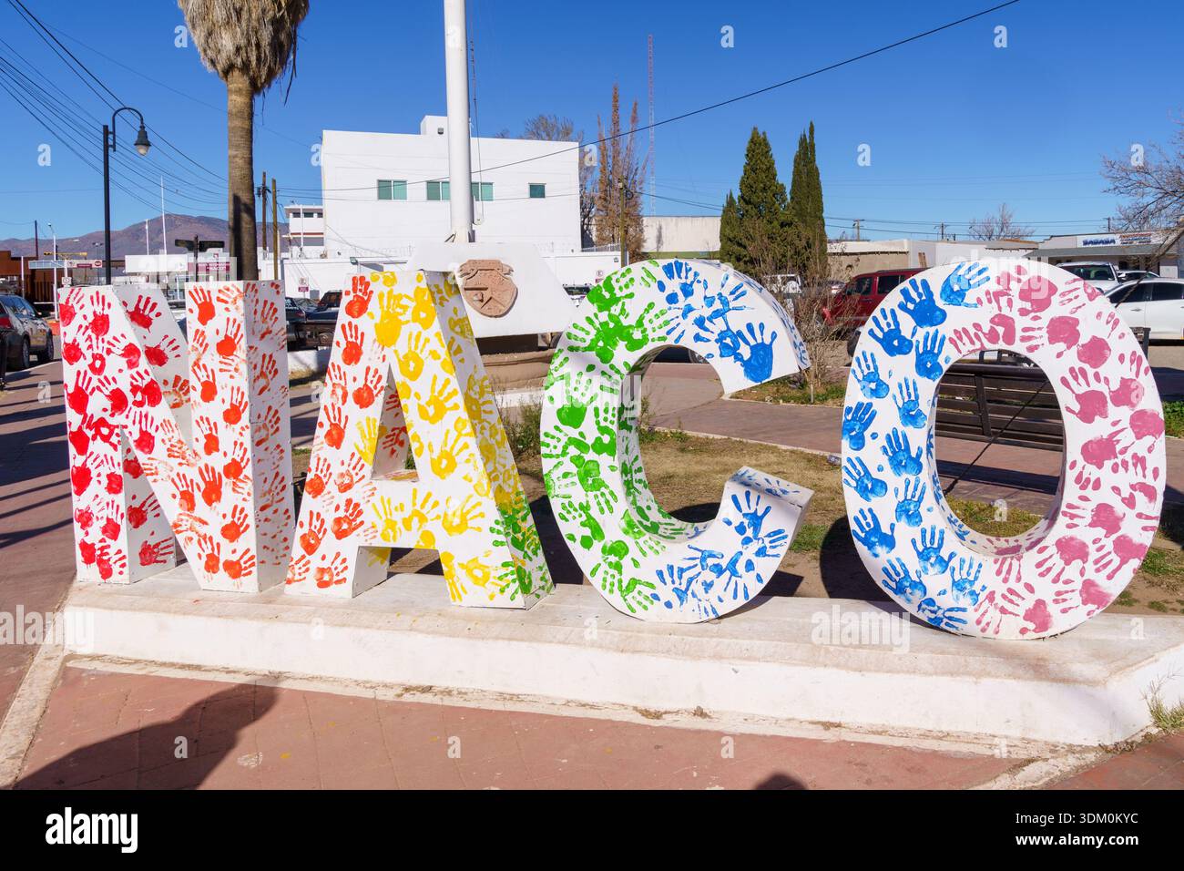 Naco, Mexico - January 16, 2026: Large sign with Naco decorated with ...