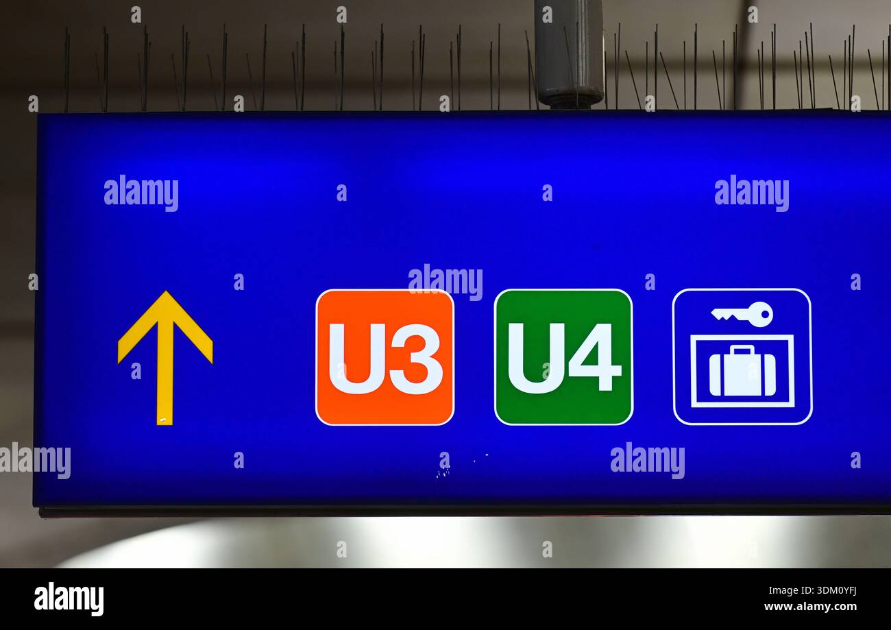 THEME PICTURE - The logo of the U3/U4 underground line at an ...