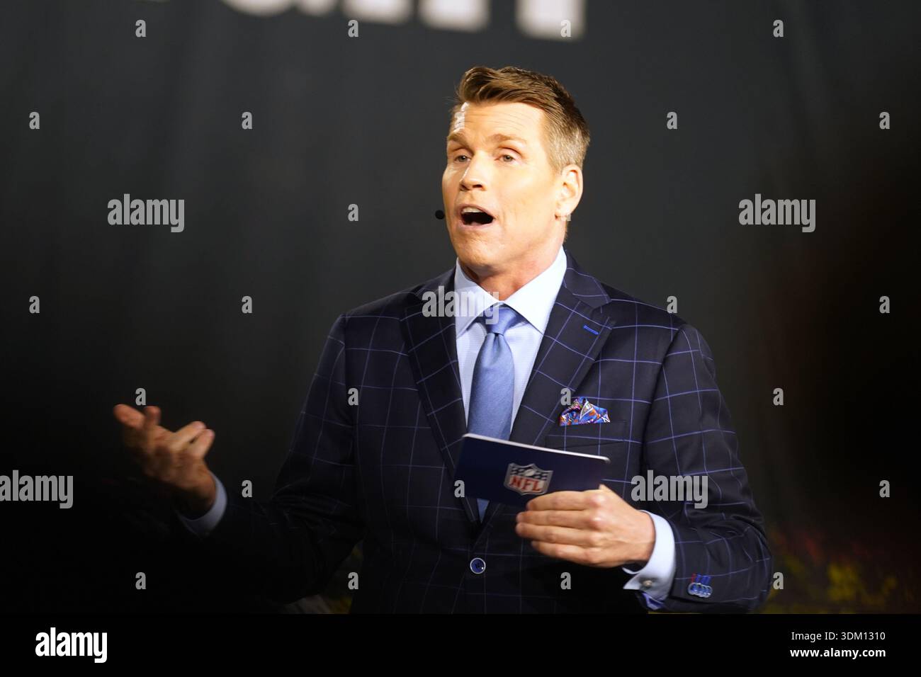 NFL host Scott Hanson during Opening Night on Monday, Feb. 2, 2026, in ...
