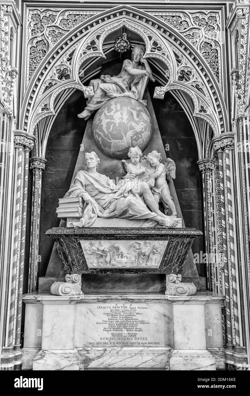 LONDON - APRIL 16, 2022: Tomb of Sir Isaac Newton inside Westminster ...