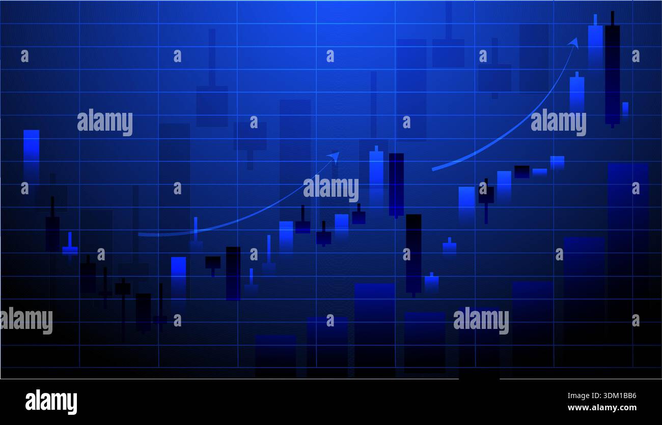 A trading chart displays various candlestick patterns and trends in ...