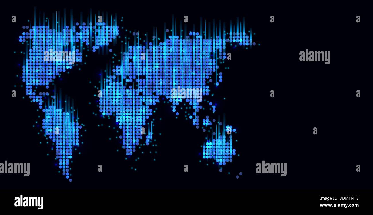 Dot matrix map shows global connectivity through data visualization ...