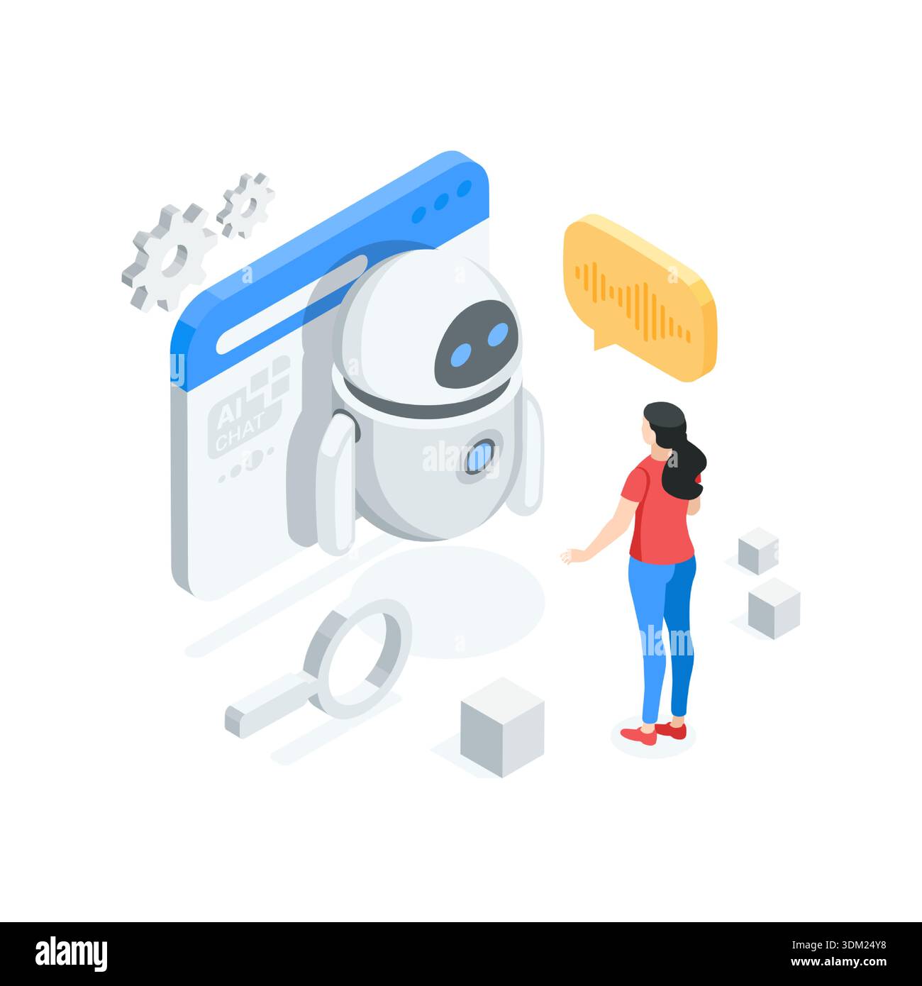 Talking virtual digital woman face Stock Vector Images - Alamy