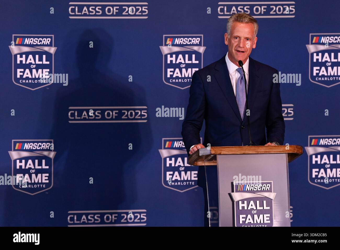 FILE - NASCAR president Steve Phelps announces the inductees to the ...