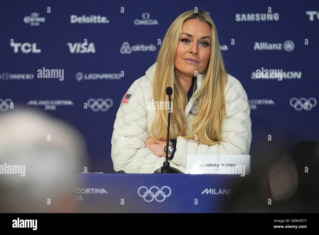 United States' Lindsey Vonn attends a press conference by the U.S. ski ...