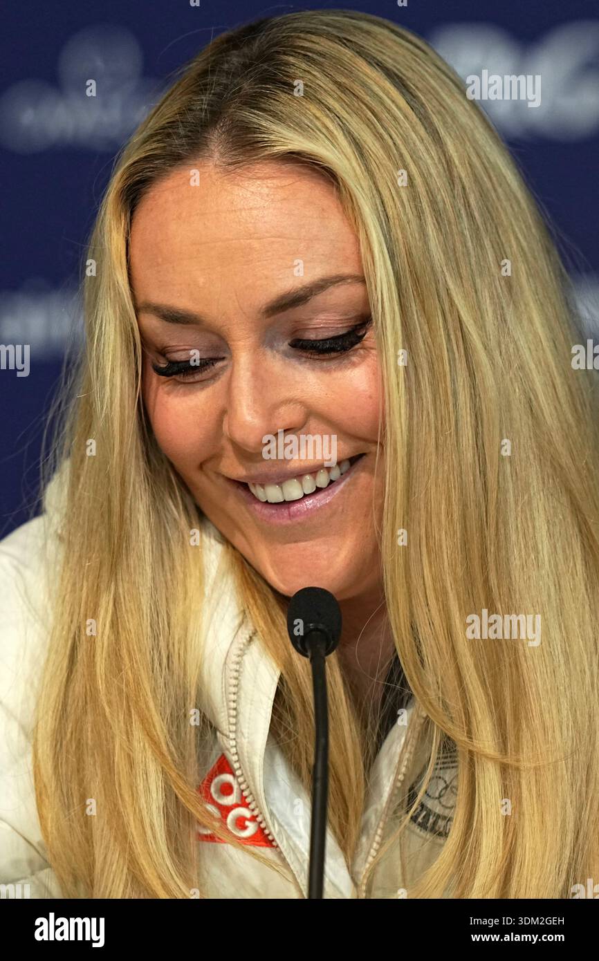 United States' Lindsey Vonn attends a press conference by the U.S. ski ...