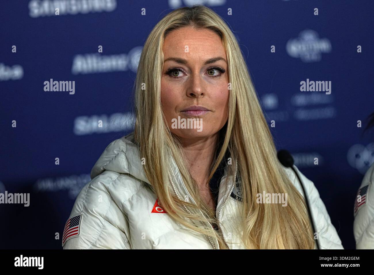 United States' Lindsey Vonn attends a press conference by the U.S. ski ...