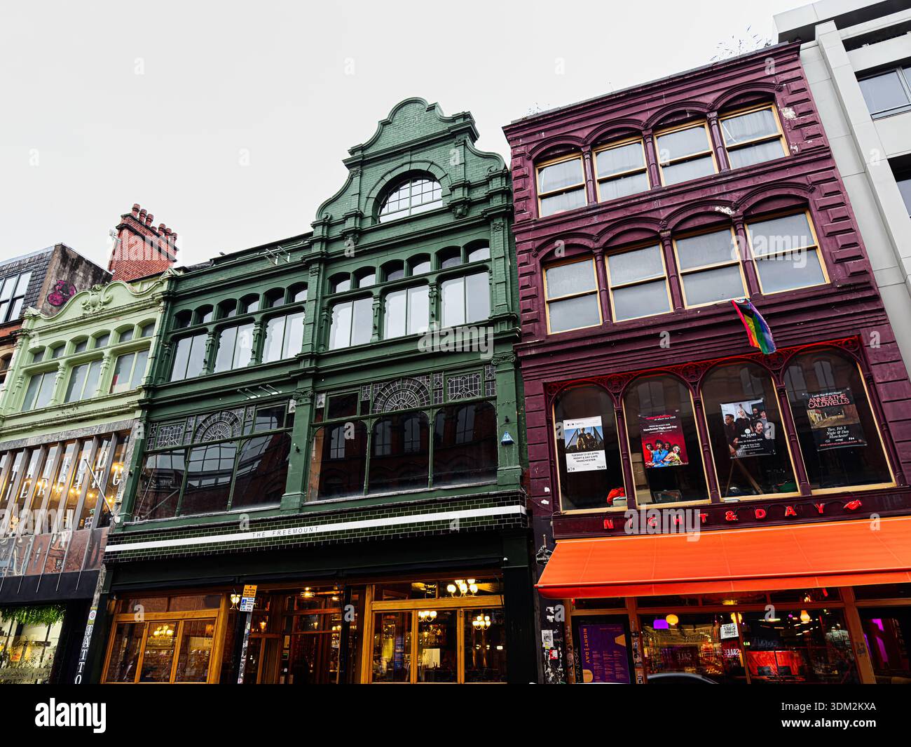 Manchester, UK - January 21, 2026: Colorful storefronts in Manchester ...