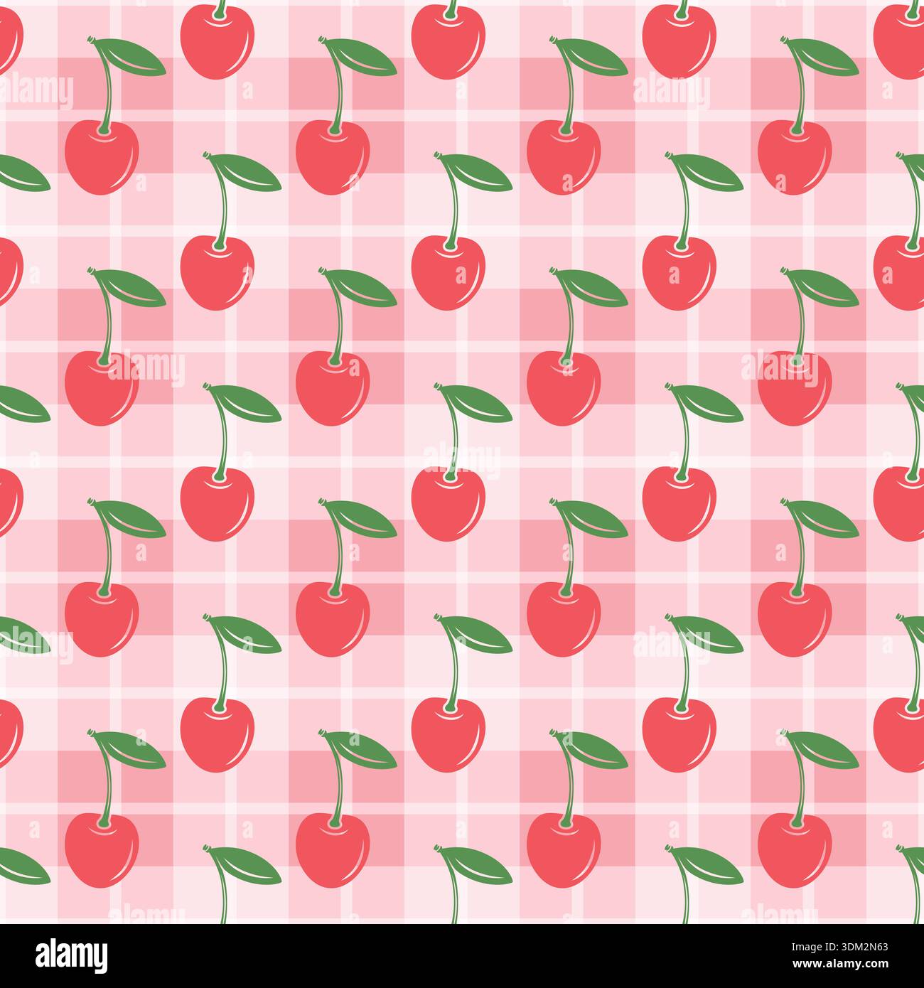 Vector Cherry Seamless Pattern Background with Cute Cherries on Pink ...