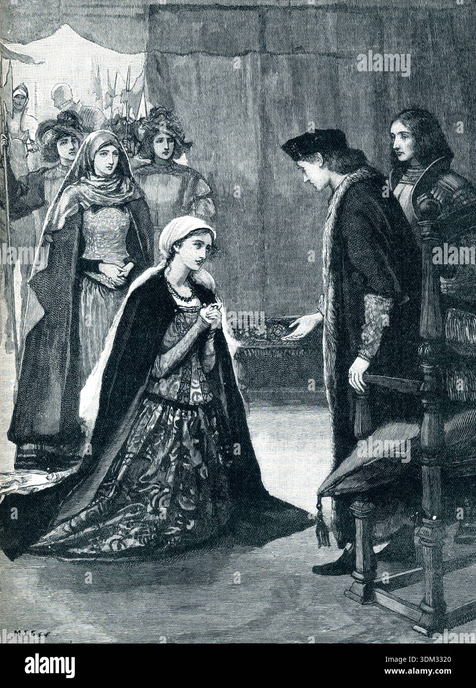 Lady Catherine Gordon before Henry VII, 19th century illustration Stock ...