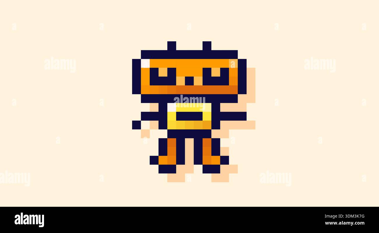 Pixel art raider painted in yellow and orange color Stock Vector Image ...
