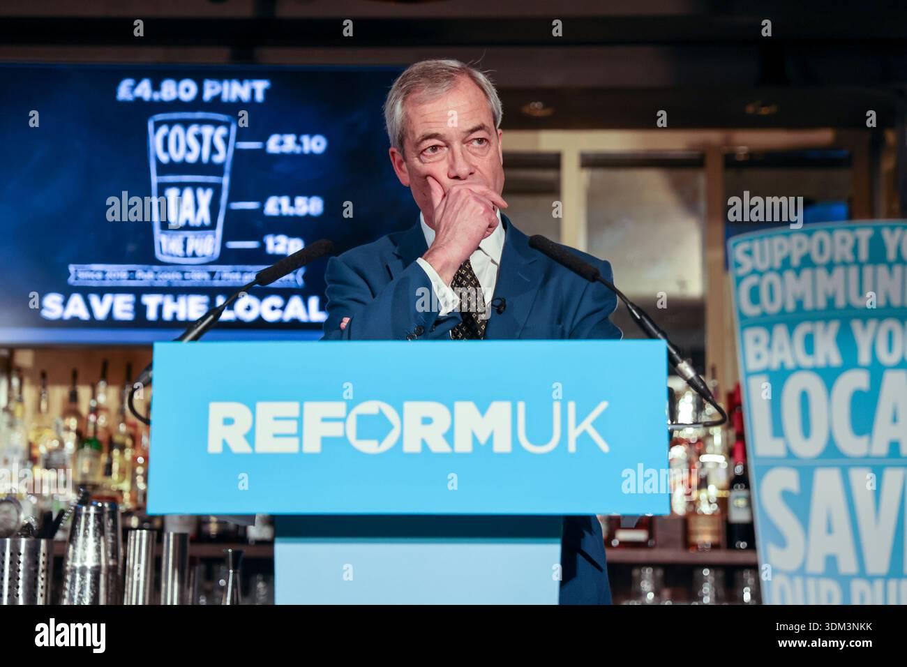 London. UK. 03 Feb 2026. Reform UK leader NIGEL FARAGE MP speaks at ...