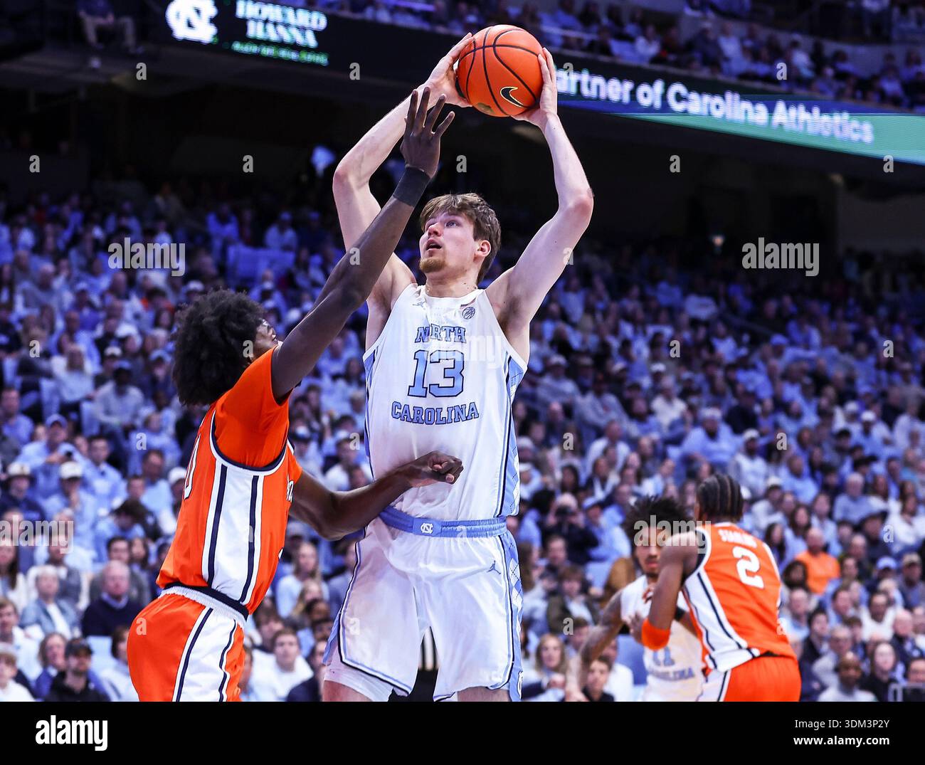 February 2, 2026: North Carolina center Henri Veesaar (13) shoots over ...