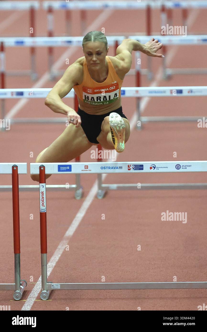 Lotta Harala of Finland receives bronze medal during the 60m Hurdles ...