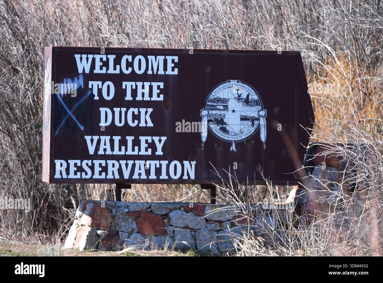 FILE - The Duck Valley Indian Reservation sign stands, March 15, 2024 ...