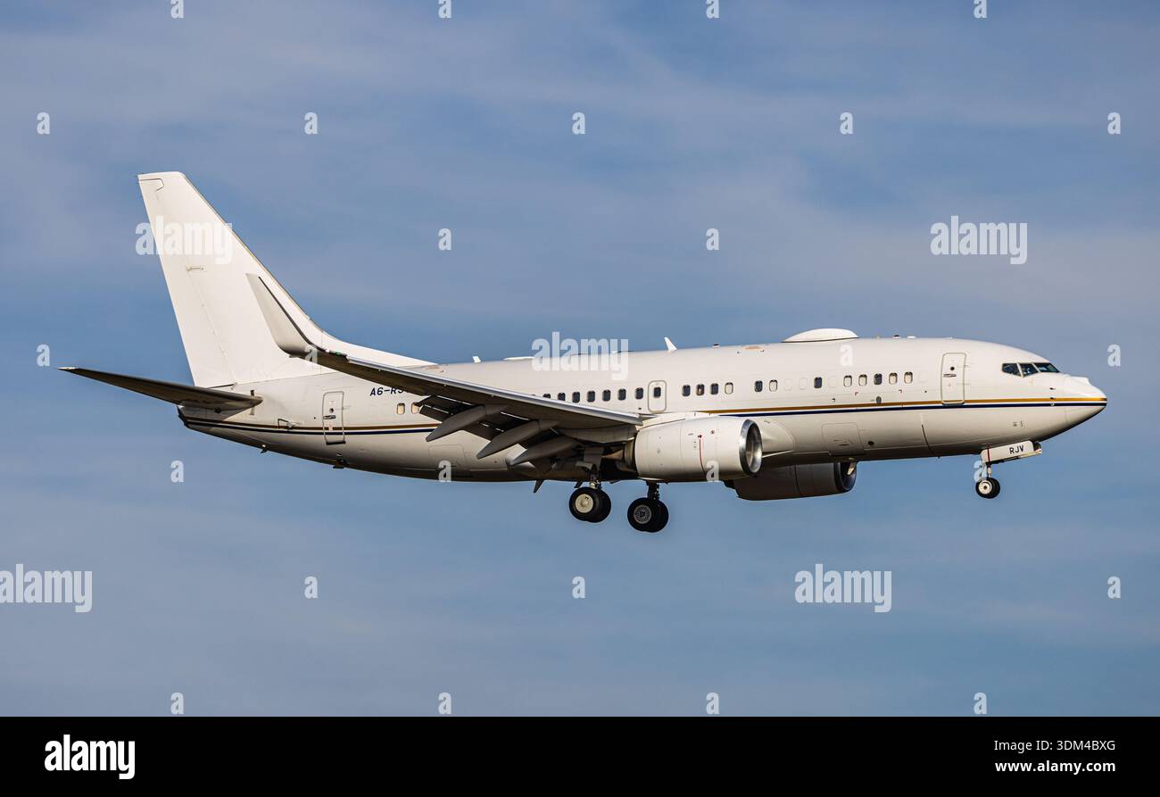 Zurich, Switzerland, 14th Jan 2026: A Royal Jet Boeing 737-77W(BBJ) is ...
