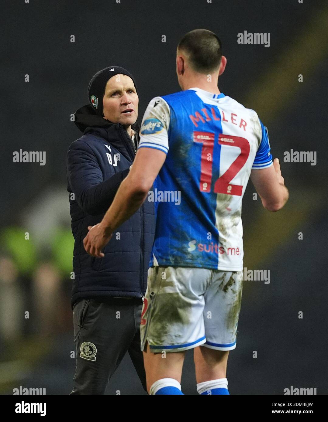 Blackburn Rovers interim manager Damien Johnson at the final whistle ...