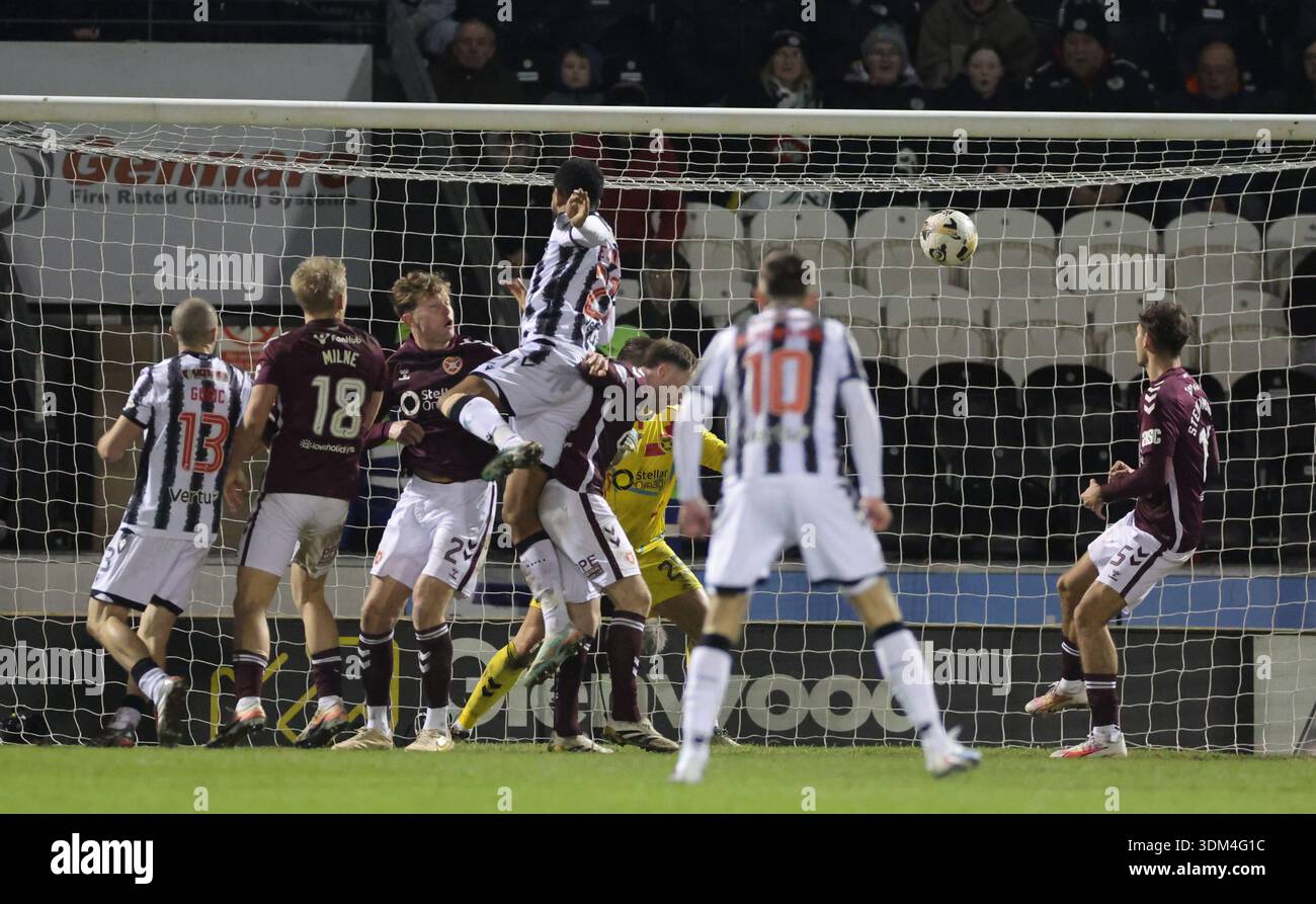 St Mirren's Miguel Freckleton scores the opening goal during the ...