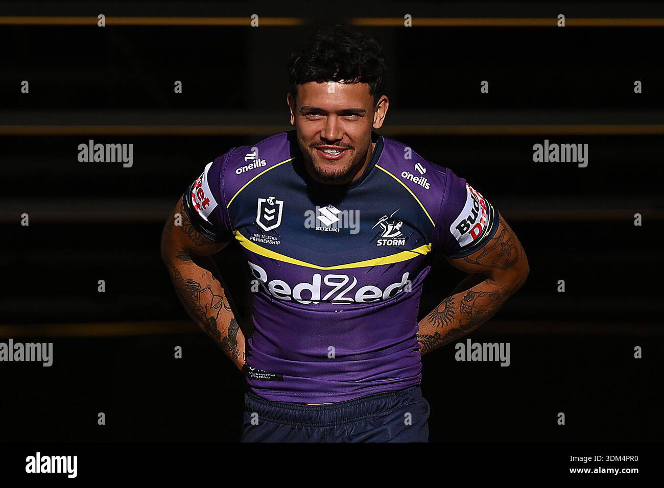 Moses Leo of Melbourne Storm arrives to the Melbourne Storm team photo ...