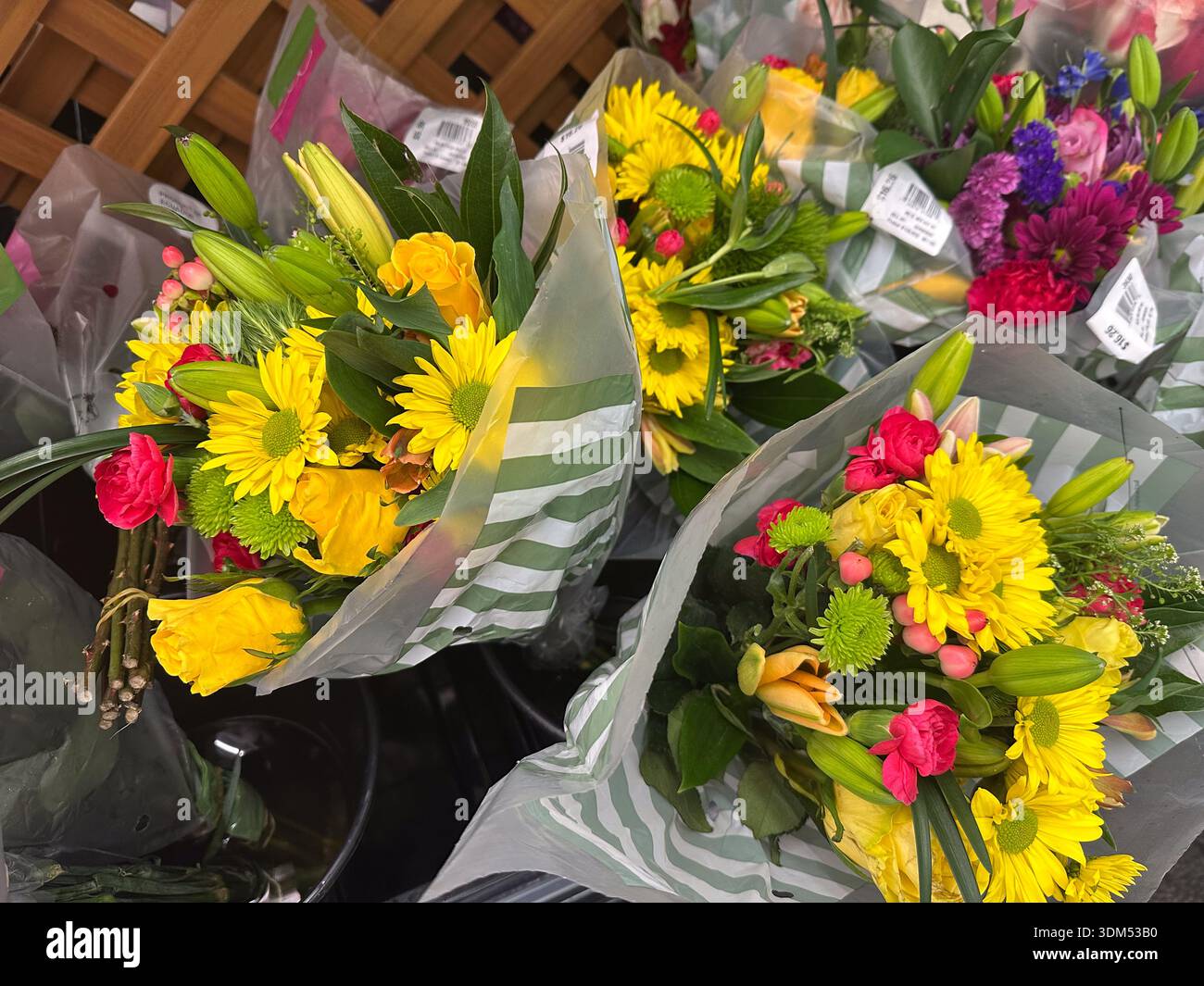 Fresh flower bouquets are displayed for sale at a Walmart store in ...