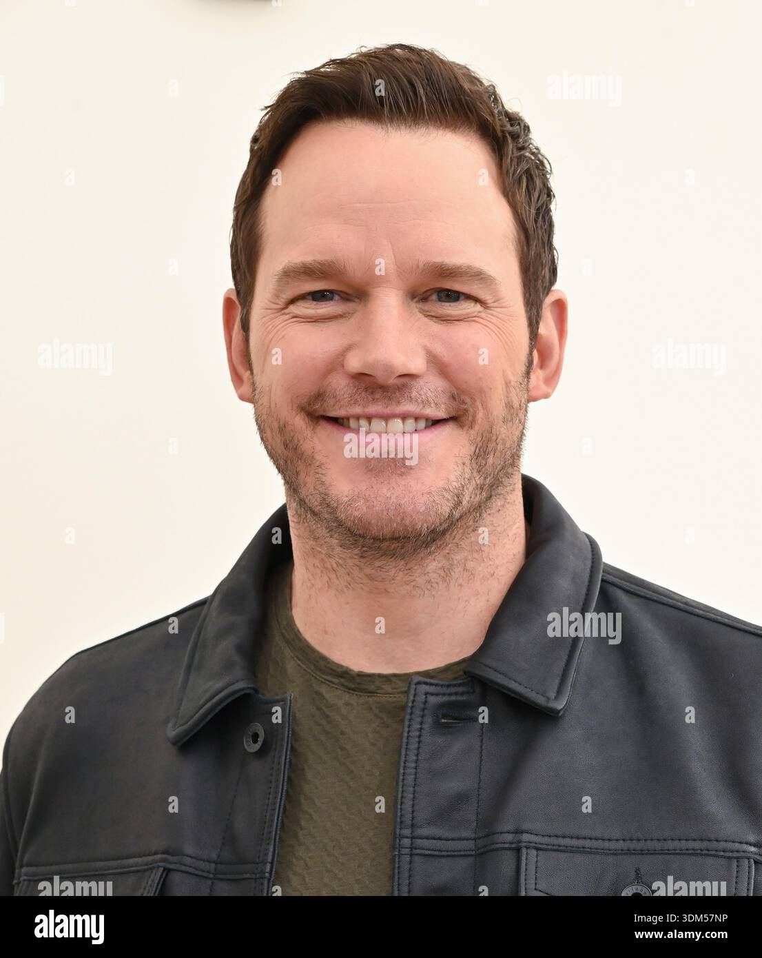 Chris Pratt arriving to Apple TV Press Day at Barker Hanger on February ...