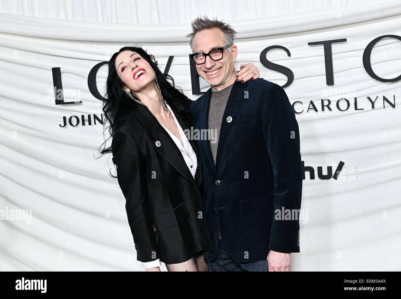 Sarah Sophie Flicker, left, and Jesse Peretz attend the premiere of FX ...