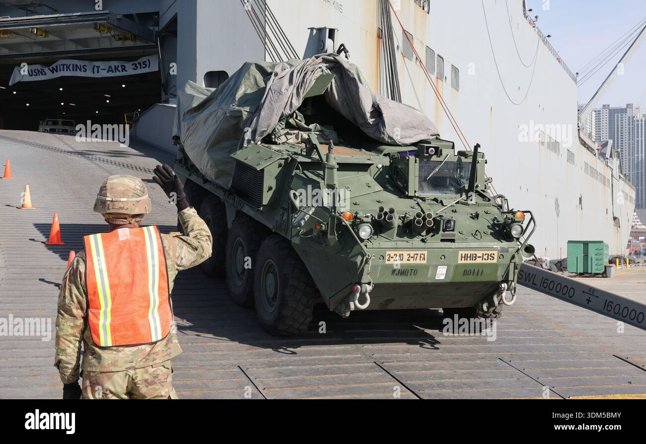 New rotational U.S. Stryker unit in S. Korea An armored vehicle from ...